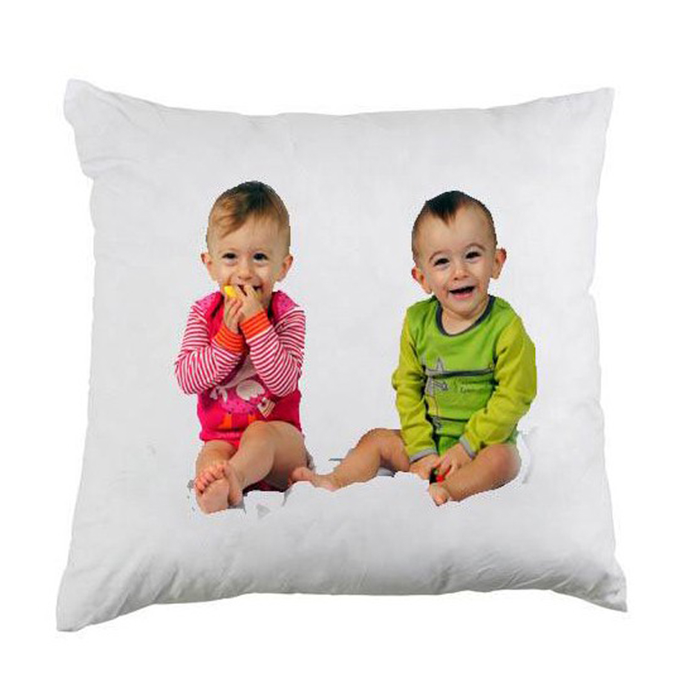 coussin blanc personnalisé avec photo, cadeau décoration pour la maison